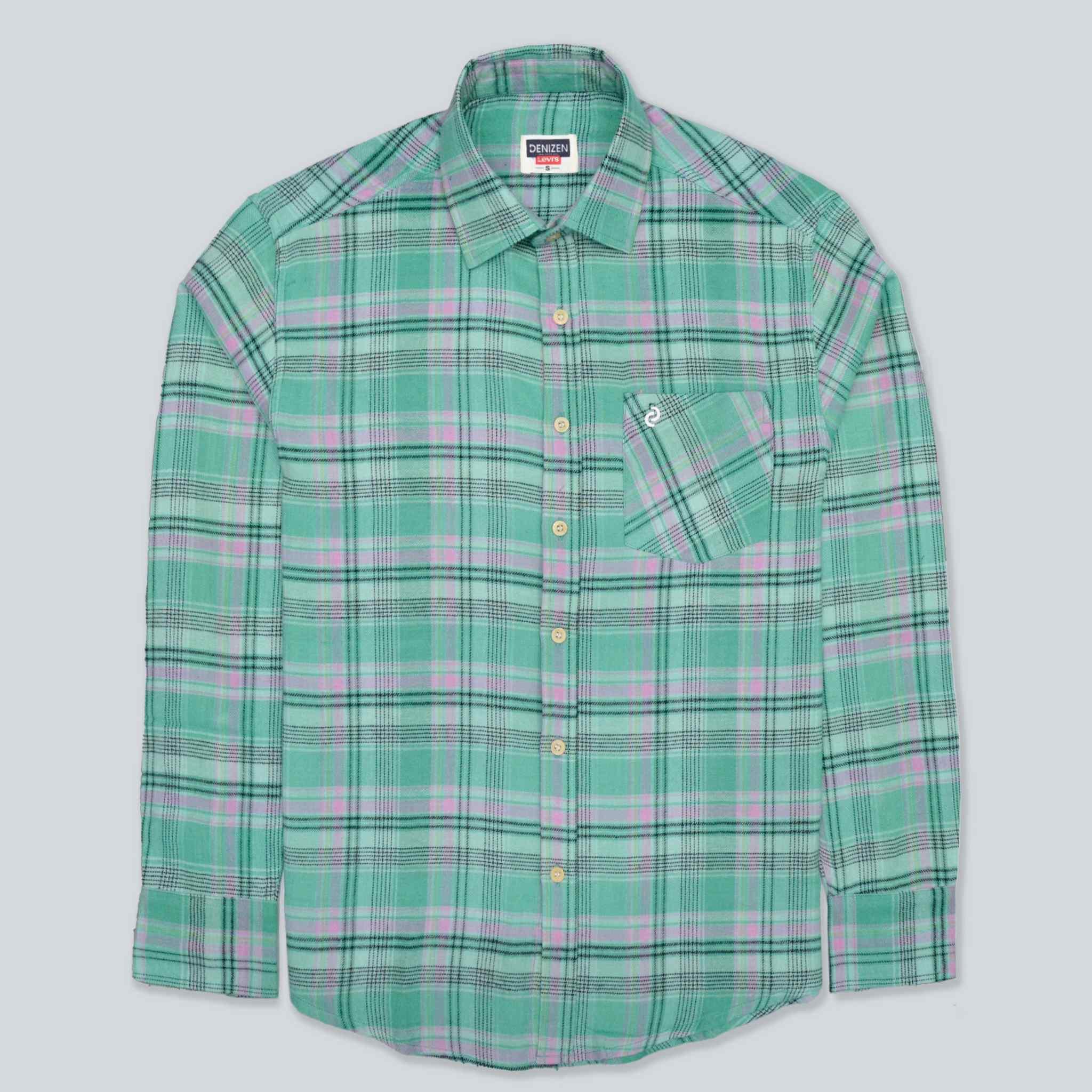 Falalen Sea Green Check Shirt for Men – IndusRobe